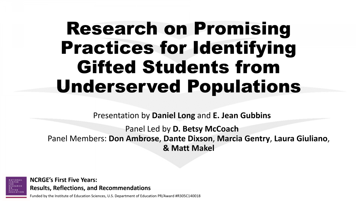 NCRGE Research Findings | National Center for Research on Gifted Education